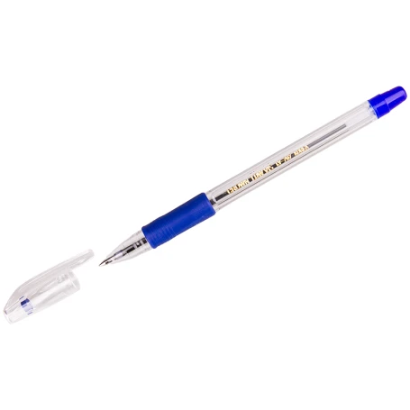 Ballpoint pen Crown Low Vis blue, 0.7mm, grip, barcode | Enex