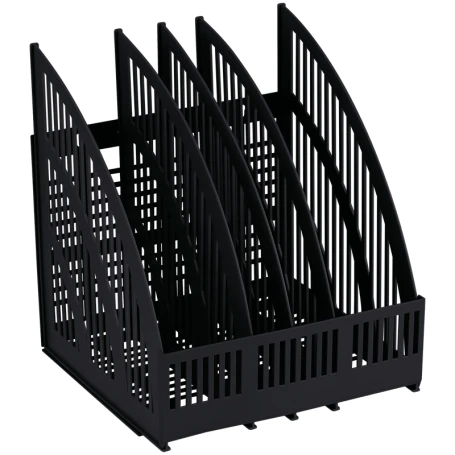 Paper tray vertical STAMP Line, prefabricated, 4 compartments, black | Enex