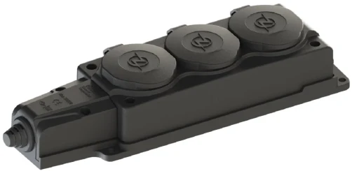 Plug block 3-gn. s/w with covers 16A, IP54 (Rubber) | Enex